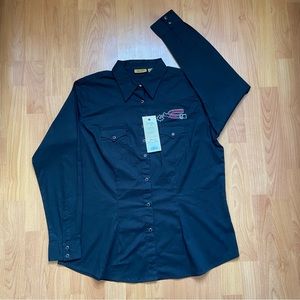 Wrangler | Tops | Nwt Wrangler Womens Lakeside Rodeo Logo Button Up ...